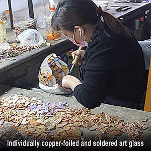 Design Toscano Le Flesselles Hot Air Balloon Illuminated Stained Glass Statue Table Lamp, full color 27 Inch