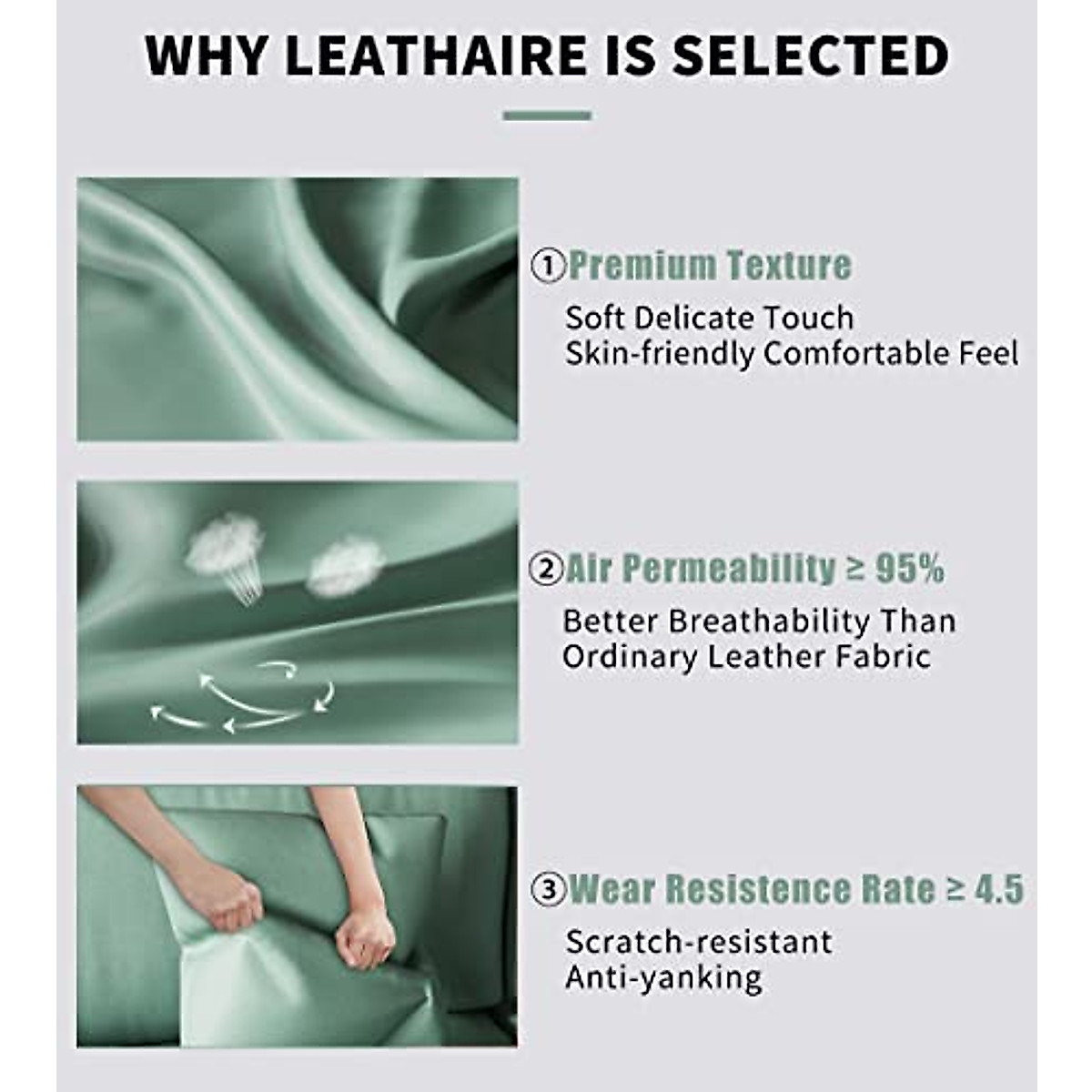 JACH 145" Modular Leathaire Large Sectional Sofa with Chaise, L-Shaped Faux Leather 5 Seater Minimalist Couch, Modern Right Hand Facing Sectional Sofas with 3 Throw Pillows, Green