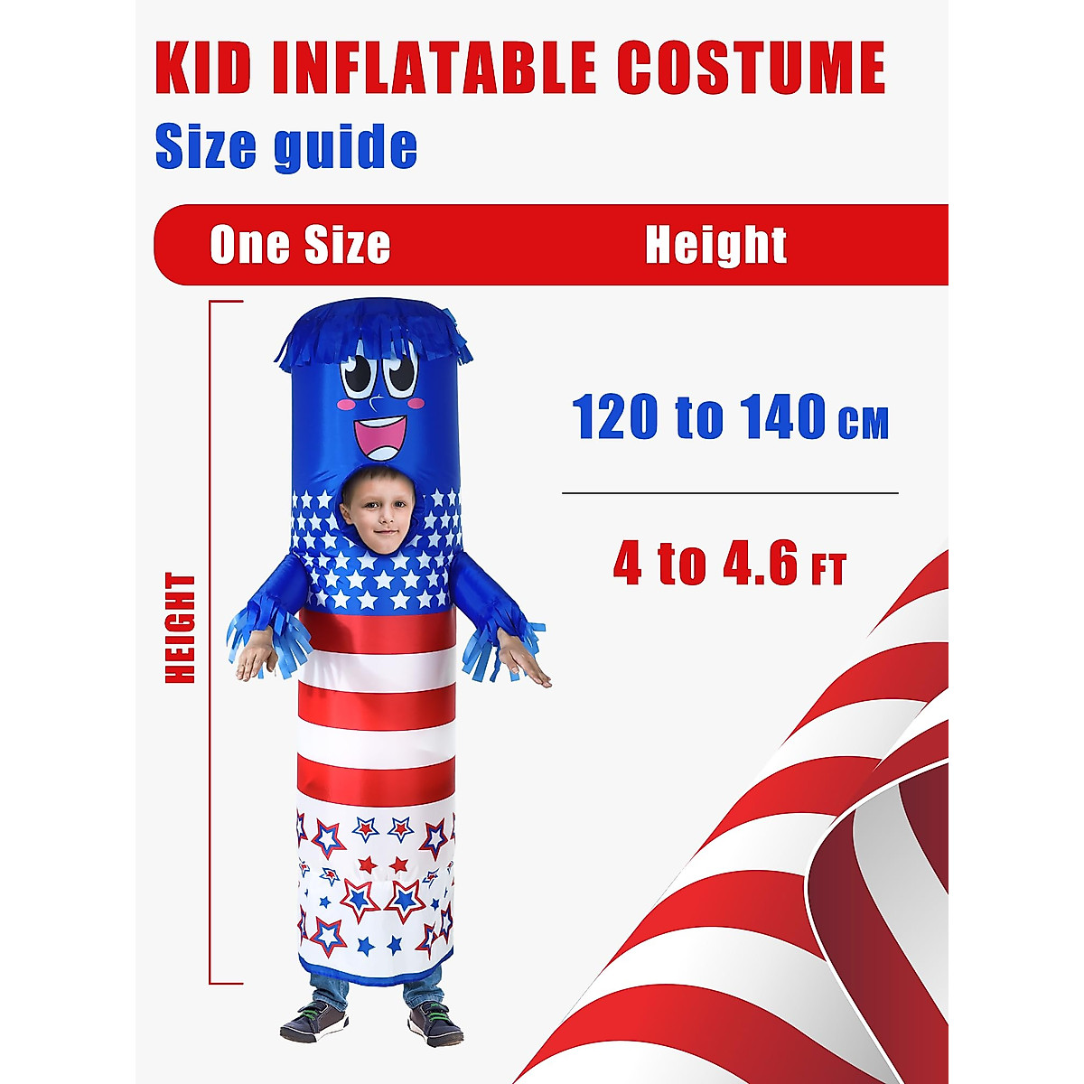 Libima USA Inflatable Dancer Costumes for Kids American Flag Wacky Tube Dancer Costume with Blower (American Flag)