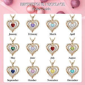 REDBEE 18K Rose Gold Plated 925 Sterling Silver Birthstone Heart Necklace for Women's Gifts from Husband Necklace Gift for Wife Aquamarine Birthstone Necklace for Her (Rose Gold-Mar-Aquamarine