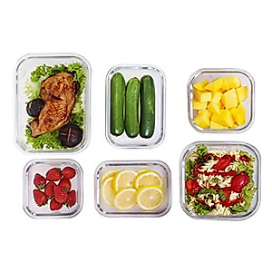 16 Piece Airtight Food Containers + 1 Glass Tumbler -Includes a Wooden Lid, Glass Straw, Cleaning Utensil, Lids Leakproof Microwave Oven Freezer Dishwasher Safe Containers Borosilicate Glass Set