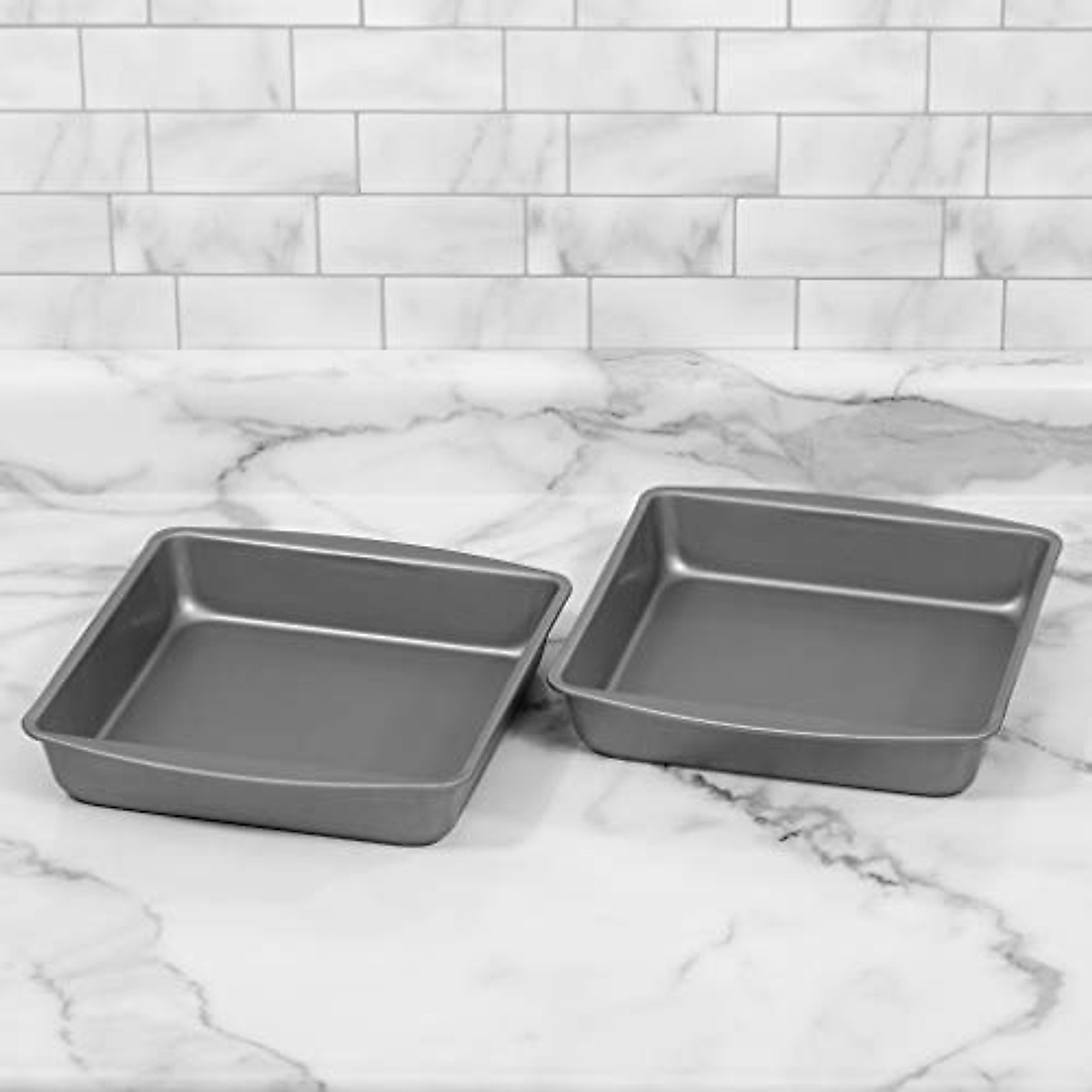G & S Metal Products Company OvenStuff Nonstick Square Cake Baking Pan 9'', Set of 2, Gray