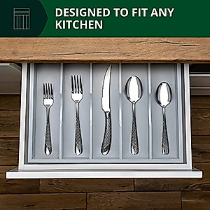 ROYAL CRAFT WOOD Gray Basic Silverware Drawer Organizer and Expandable Utensil Drawer Organizer
