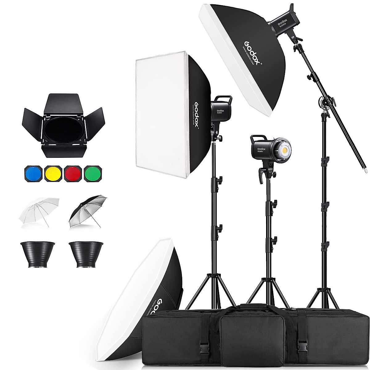 Godox SL60IID LED Video Light,60Ws White 5600K Version Countinuous Output Lighting with Bowens Mount,CRI 96+ TLCI97+,for Video Recording Wedding Product Photo... (3 Pack)