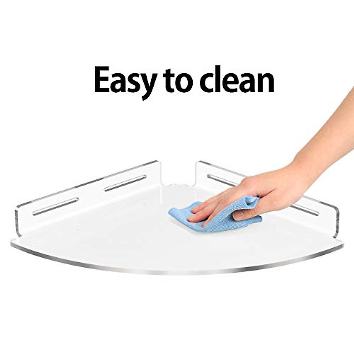 Vdomus 2 Pack Acrylic Bathroom Shelves, No Drilling Adhesive Bathroom Transparent Floating Shower Corner Shelf, Shower Shelves for Tile Walls, Shower Organizer Bathroom Storage