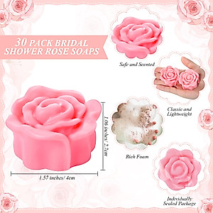 Heigble 30 Sets Bridal Shower Favors for Guests Mini Soap Rose Flower Petals Pink Handmade Floral Scented Bath Soap with Thank You Cards and Organza Bags Wedding Favors for Bridesmaids Guests