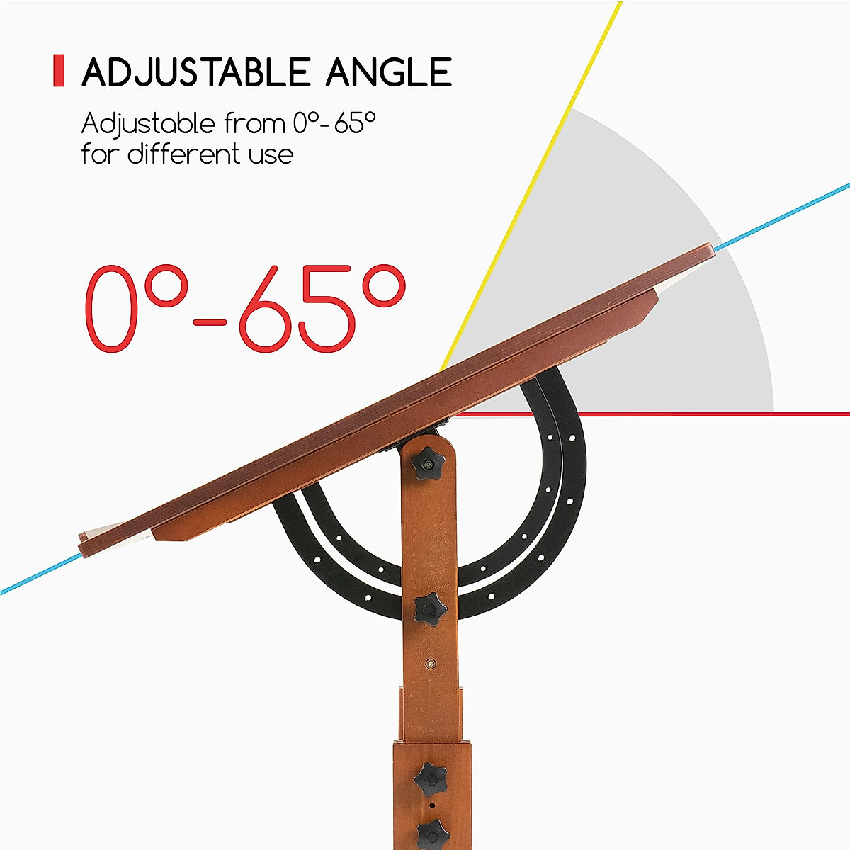 MEEDEN Extra-Large Wood Drafting Table: 42" x 30" Artist Drawing Desk - Height Adjustable Art Craft Table - Tilting Table for Adults Painting Reading Writing Sketching