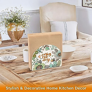 Napkin Holder, Clear Acrylic Paper Napkin Holders Flowers and Bees Enjoying The Day Tissue Box Dispenser Stand Tabletop Space Saver Upright Napkin Towel Holders for Kitchen Restaurant Home Decor
