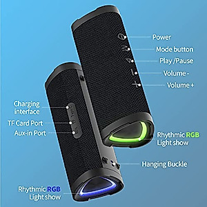 Vanzon Life Bluetooth Speakers V40 Portable Wireless Speaker V5.0 with 24W Loud Stereo Sound, TWS, 24H Playtime & IPX7 Waterproof, Suitable for Travel, Home&Outdoors Black