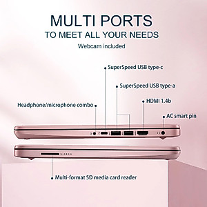 HP Stream Laptop 14" HD, Intel Celeron N4020 Processor, 8GB DDR4 RAM, 64GB SSD, Intel HD Graphics, 720p Webcam, 1 Year Office 365, White, Win 11 S, Alpacatec Accessories