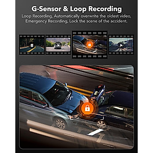 【G910 + TypeC Hardwire Kit】 WOLFBOX G910 Mirror Dash Cam with Pedestrian Detection & USB C Hardwire Kit