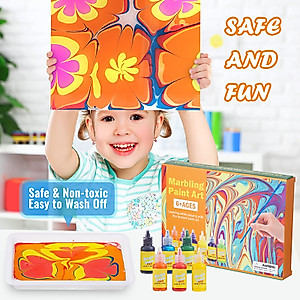 Water Marbling Paint Kit Arts and Crafts for Girls & Boys Christmas Thanksgiving Gifts for Kids Ages 4 5 6 7 8 9 10