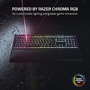 Razer Ornata V2 Gaming Keyboard: Hybrid Mechanical Key Switches - Customizable Chroma RGB Lighting - Individually Backlit Keys - Detachable Plush Wrist Rest - Programmable Macros