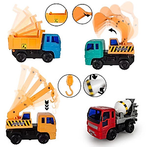 DESOOA Construction Toys, 4 Pack Friction Powered Construction Vehicle Toys, Toy Trucks, Toy Car, Construction Truck Toys for 3+ Year Old Boys Girls STEM Gift, Birthday Party, Christmas
