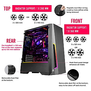 Antec Dark Phantom DP501 ATX Mid Tower Gaming Case/ARGB Motherboard Sync/Tempered Glass