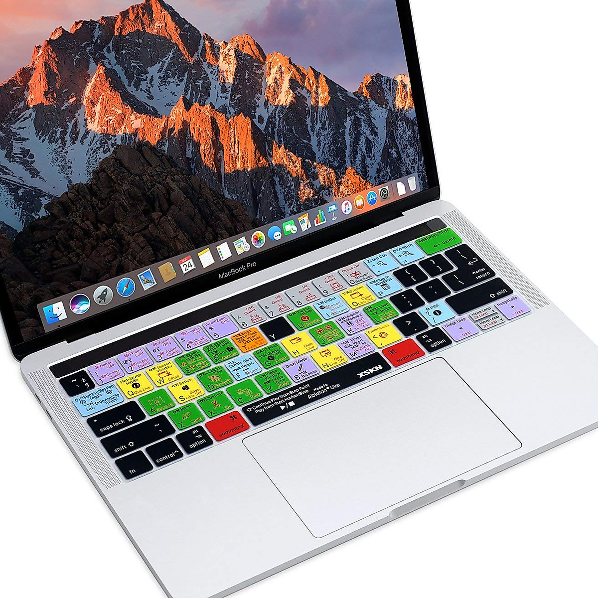 XSKN New Shortcut Design Silicone Keyboard Skin Cover for Touch Bar MacBook Pro 13.3" A2159 A1706 A1989 MacBook Pro 15.4" A1707 A1990 and Touch Bar Sticker - US EU Universal Version (Ableton)