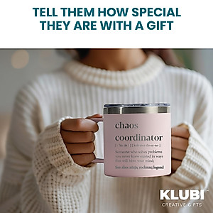 KLUBI Chaos Coordinator Gifts Tumbler Mug 14 Ounce Purple Gifts for Women Boss Lady, Teacher Appreciation Gifts Baskets for Women Nurse Manager Nurses Week Present