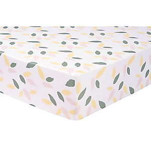 Trend Lab Modern Baby Crib Bedding Set for Girls | Lemon Floral 4 Piece Nursery Décor Quilt, 2 Fitted Crib Sheets, and Dust Ruffle Skirt - Pink, Yellow. Green, 80010