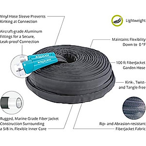 Aqua Joe AJFJH100-58-PRO FiberJacket Non-Expanding Kink-Free Garden, RV, Marine and Camper Hose, Ultra-Lightweight, Drinking Water Safe, 100-Foot x 5/8-Inch