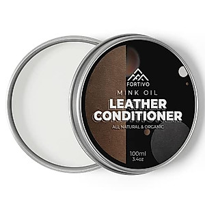 FORTIVO Leather Recoloring Balm - Leather Repair Kits for Couches - Leather Restorer for Couches Brown Car Seat, Boots - Cream Leather Repair for Upholstery - Refurbishing Leather Dye (Mink Oil)