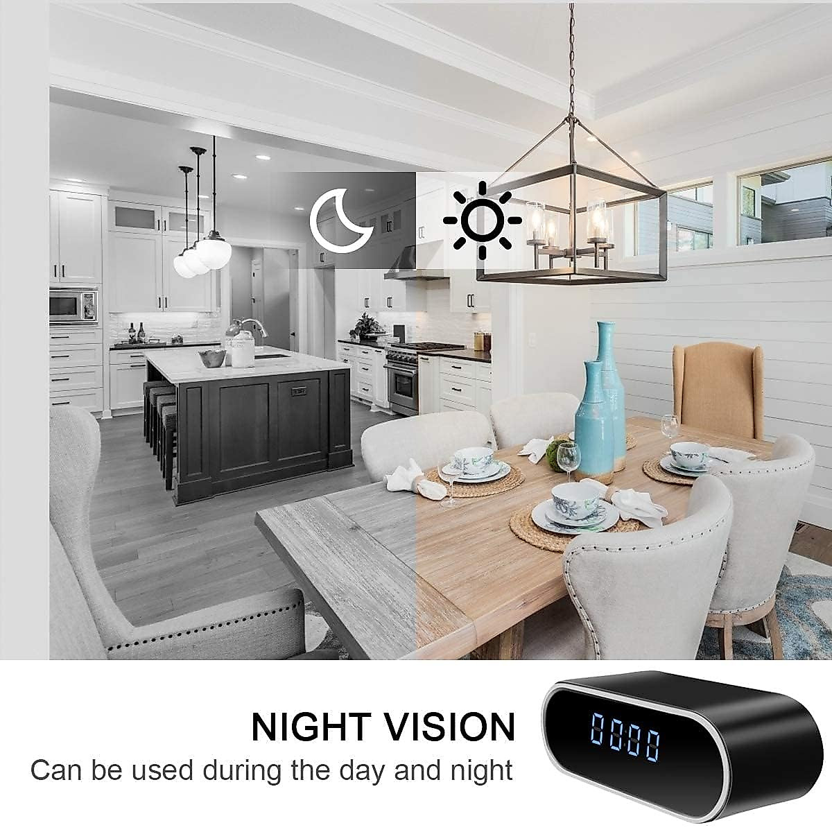 Hidden Camera Clock 1080P Wireless Spy Camera Covert Nanny Cam Baby Monitor HD Home Indoor Security Cam Night Vision Motion Detection for Office No Audio
