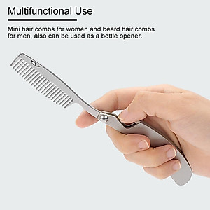 Folding Beard Comb, Portable Folding Mustache Tool Bottle Opener Portable Stainless Steel Beard Comb for Salon and Home Use