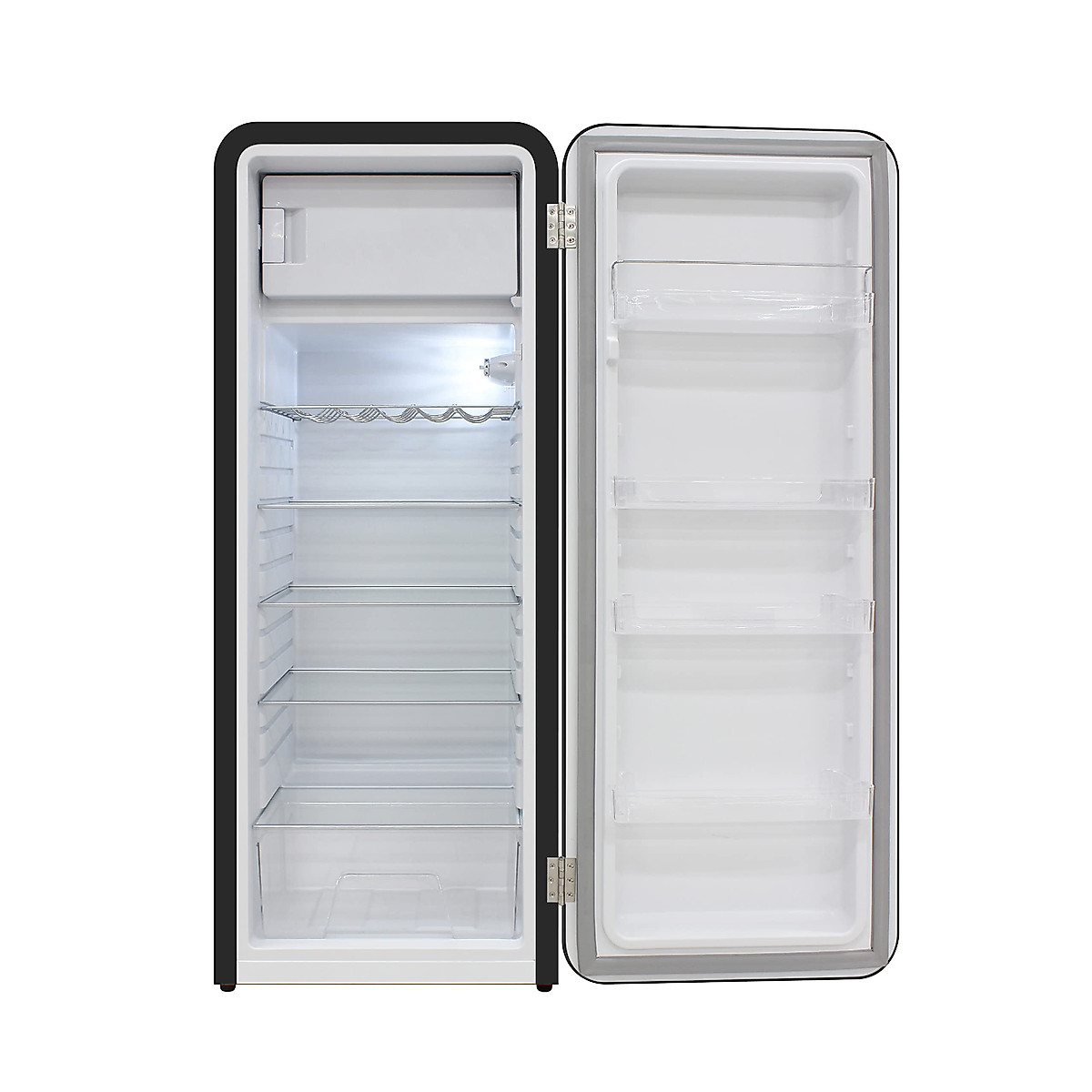 BRAMA Retro Fridge with Top Freezer 9.9 Cu.Ft. Full Refrigerator for Apartment, Condo, House, Kitchen, 24-Inch, Black