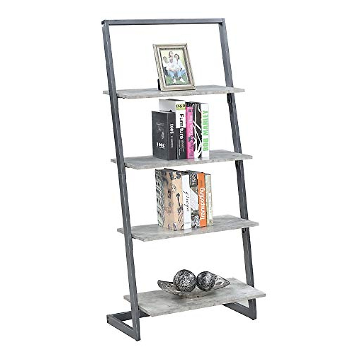 Convenience Concepts Graystone 4 Tier Ladder Bookcase / shelf, Faux Birch / Slate Gray Frame