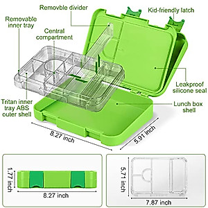 AOHEA Bento Lunch Box for Kids: BPA Free Kids Bento Box Toddler Lunch Box for Daycare or School (Green)