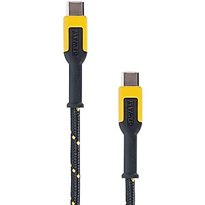 DEWALT USB C Charging Cable — Reinforced Braided Cable for USB-C to USB-C — Type C Fast Charging — Type C to Type C Cable — Fast Charging Cord — 6 ft