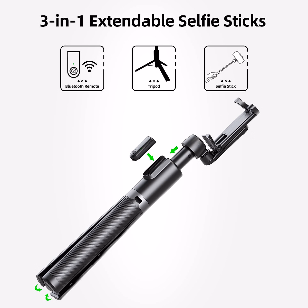 Selfie Stick Tripod for iPhone, Cell Phone Stand for Recording with Wireless Remote, Lightweight Tripod Stand for iPhone 13/12/12 Pro/12 Pro Max/11/11 Pro/X/XR/XS/8/7/6S,Android Samsung Smartphone