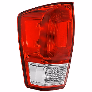 ALZIRIA Left Rear Tail Light Fit For 16 17 18 19 20 21 22 Tacoma 2016 2017 2018 2019 2020 2021 2022 Toyota Tacoma Pickup Brake Lamp Driver Side (Red Lights Chrome Trim - L)