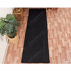 2x3, 2x4, 2x5, 2x6 Ft, 100% Natural Black Jute Runner Rug - Bohemian Jute Rug, Jute Runner Rug, Natural Fiber Runner Rug, Jute Braided Rug, Boho Decor Rug, Custom Size Rug (2x3 Ft, Area Rug)