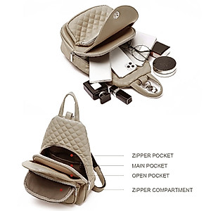 AMELIE GALANTI PU Leather Small Backpack Purse for Women,Small Crossbody Sling Bag Multipurpose Chest Bag for Women Cycling (Beige-1)