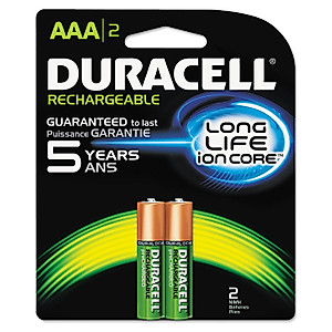 Rechargeable NiMH Batteries with Duralock Power Preserve Technology, AAA, 2/Pk