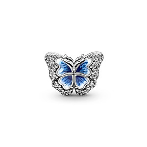 Pandora Blue Butterfly Sparkling Charm Bracelet Charm Moments Bracelets - Stunning Women's Jewelry - Gift for Women - Made with Sterling Silver, Cubic Zirconia & Enamel