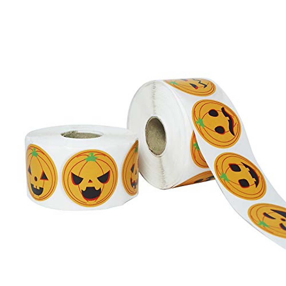 Halloweens Pumpkins Stickers Roll 1,000 Pieces 8 Fces Stickers for Jack O Lantern Trick or Treat Indoor Art Crafts Scrapbooking Thanksgiving Seasonal Decor Party Decorations Decals - 1.5x1.5 inchi