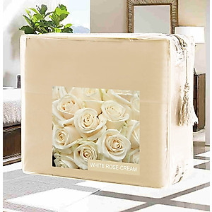 Elegant Comfort Luxury Duvet Cover Set on Amazon Wrinkle-Free 1500 Thread Count Egyptian Quality 3-Piece Duvet Cover Set - Flowers Collection Full/Queen, Cream