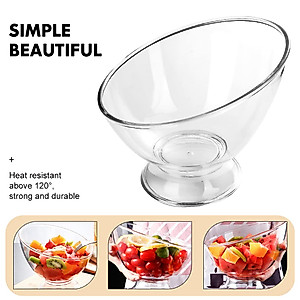 Housoutil Angled Salad Bowls Plastic Round Serving Bowls Footed Trifle Bowl Dessert Cups Sundae Ice Cream Bowls Chips Bowls for Candy Snacks Fruit Mixing Bowl