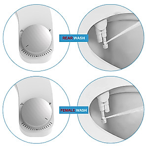 Bidet Attachment for Toilet - WITHLENT Left Hand Bidet Ultra-Slimt Non-Electric Dual Nozzle (Frontal & Rear Wash) Adjustable Water Pressure, Water Bidet Toilet Seat Attachment,Easy to Install (Silver)