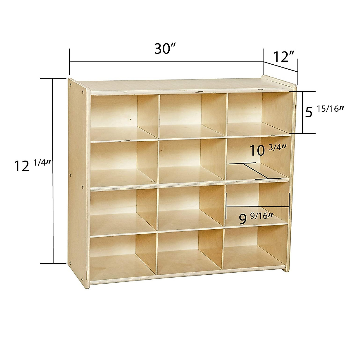 Contender 12 Compartment Toy Storage Cabinet for Kids, Daycare Shelves for Organizing Art and Craft Supplies, 100% Plywood Cubby Shelving for Classroom, Assorted