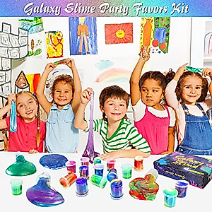 24 Pack Galaxy Slime Party Favors Kit for Kids, Space Themed Slimes Stress Relief Gifts DIY Toys for Girls Boys, Christmas Stocking Valentine Birthday Goodie Bag Stuffers for Classroom Prizes/Games