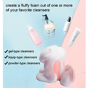 KOVCOAP Foam Maker for Face Wash, Face Wash Foamer, Cleanser Foam Maker, Marshmallow Whip Maker Skin Care, Deep Skincare Cleaner Tools for Travel Household 2 Pieces(Pink and White)