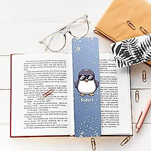 Personalized Bookmark, Customized Adorable Penguin Bookmarks with Name, Metal Markers Ruler Ornament, Gifts for Book Lovers, Penguin Lover, Readers, Women Men On Birthday Christmas