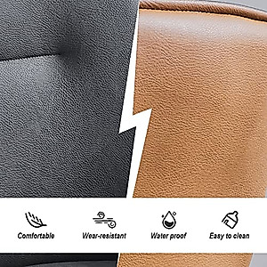 CLIPOP Mid-Century Modern Dining Chairs Set of 2, Faux Leather Living Room Accent Chair with Metal Leg, Upholstered Padded, 2 Colors Kitchen Side Chair, Leisure Armchair for Guest Lounge, Grey&Brown