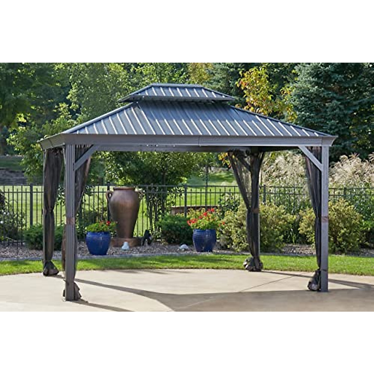 Shade N' Shelters 12' x 14' Outdoor Hardtop Gazebo for Patio, Backyard, Garden, or Deck (12' x 14', Aluminum Black Frame)
