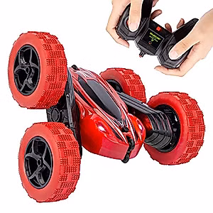 Sakiyr Remote Control Car RC Stunt Car Toy for Kids, 4WD 2.4Ghz Double Sided 360° Rotating RC Car for Boys (Red)