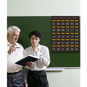 Numbered Hanging Pocket Chart, Classroom Mobile Phone Bag Digital Pocket, Wall Door Hanging Organizer for Teacher Student Hanging Cards Cell Phones Sundries (Fuchsia, 30 Pockets)