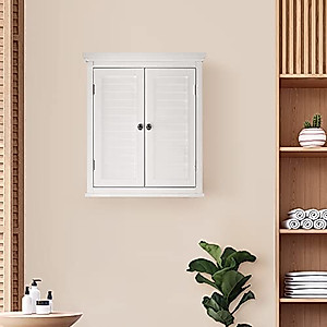 Elegant Home Fashions Glancy One Shutter Doors Wooden Corner Stand Floor Cabinet White & Teamson Home Glancy Detachable Bathroom Cabinet, White