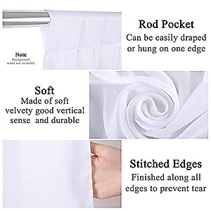 White Backdrop Curtains for Parties, 8ft*10ft Polyester Photography Backdrop Drapes Fabric Decoration for Wedding Birthday Party Baby Shower Bridal Shower Photoshoot